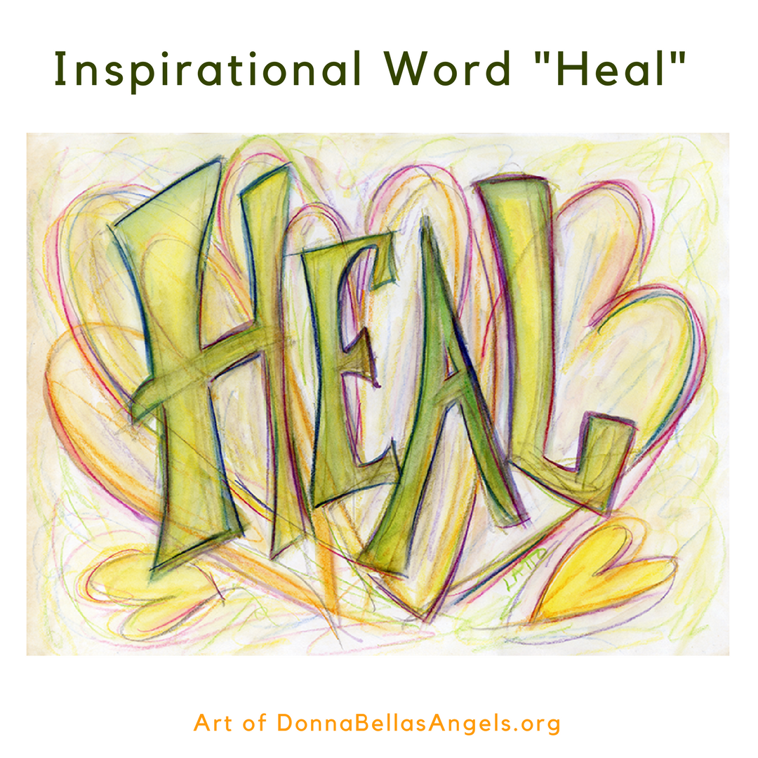 Heal Word Art Inspirational Painting - DonnaBellas Angels
